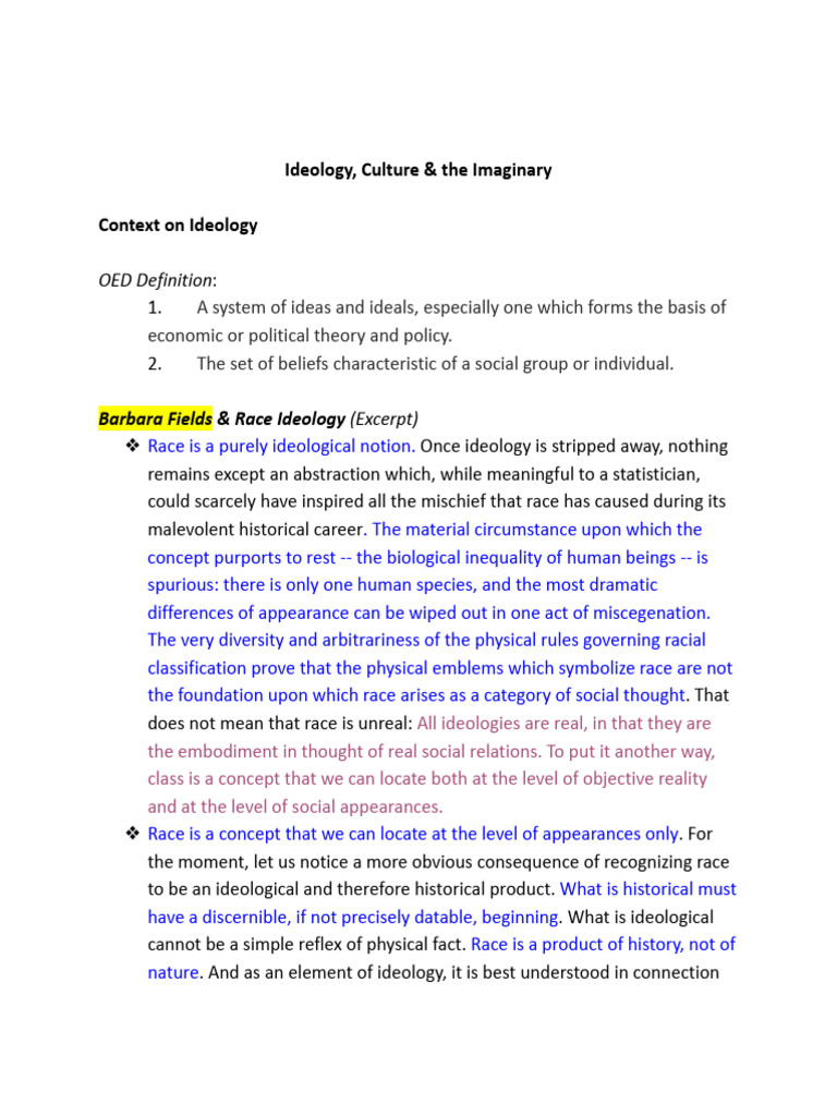 Ideology, Culture & The Imaginary | PDF | Epistemology | Behavioural ...