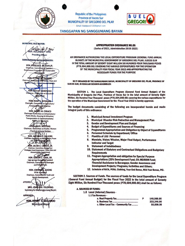 Appropriation Ord. No. 05 | PDF