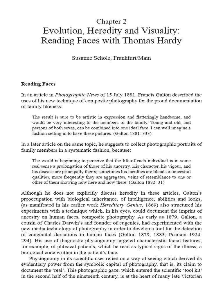 Evolution, Heredity and Visuality - Reading Faces With Thomas Hardy ...