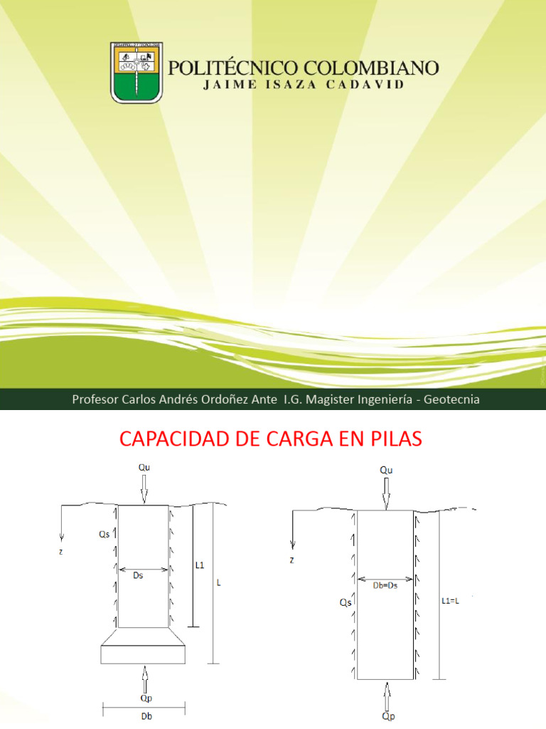 Capacidad de Carga en Cimentaciones Profundas (PILAS) | PDF | Ingeniería de Edificación ...