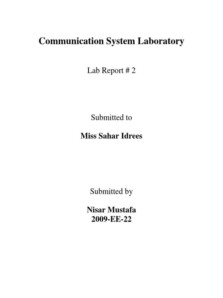 Communication System Laboratory: Lab Report # 2 | PDF