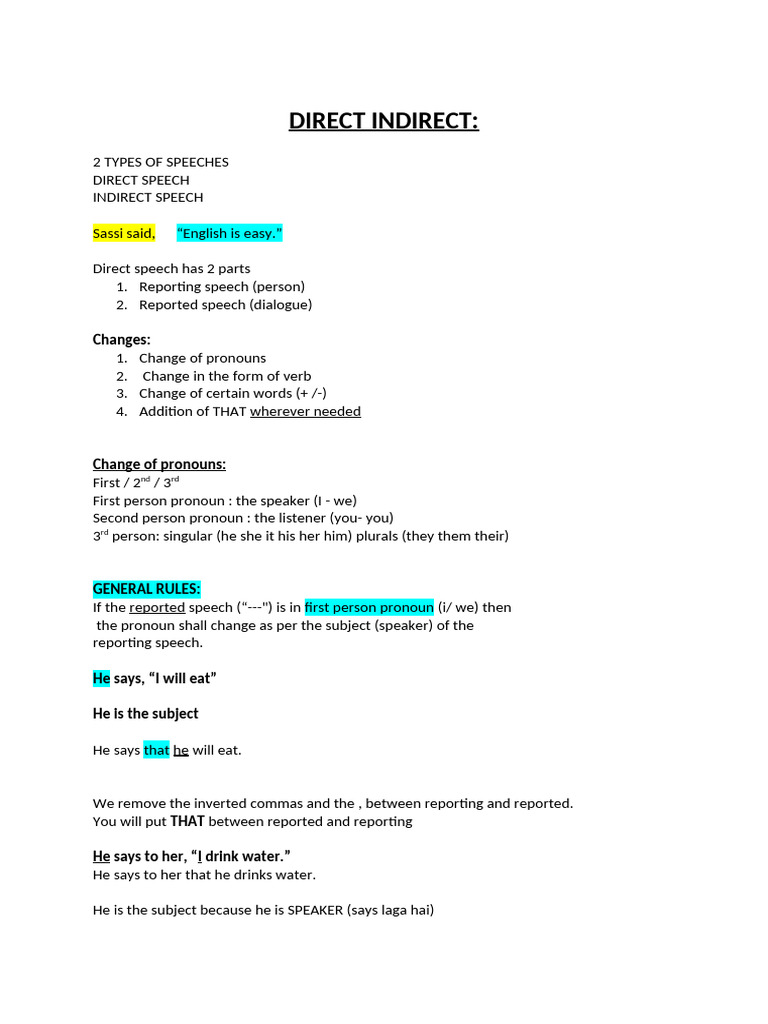 Direct Indirect | PDF | Question | Grammatical Number