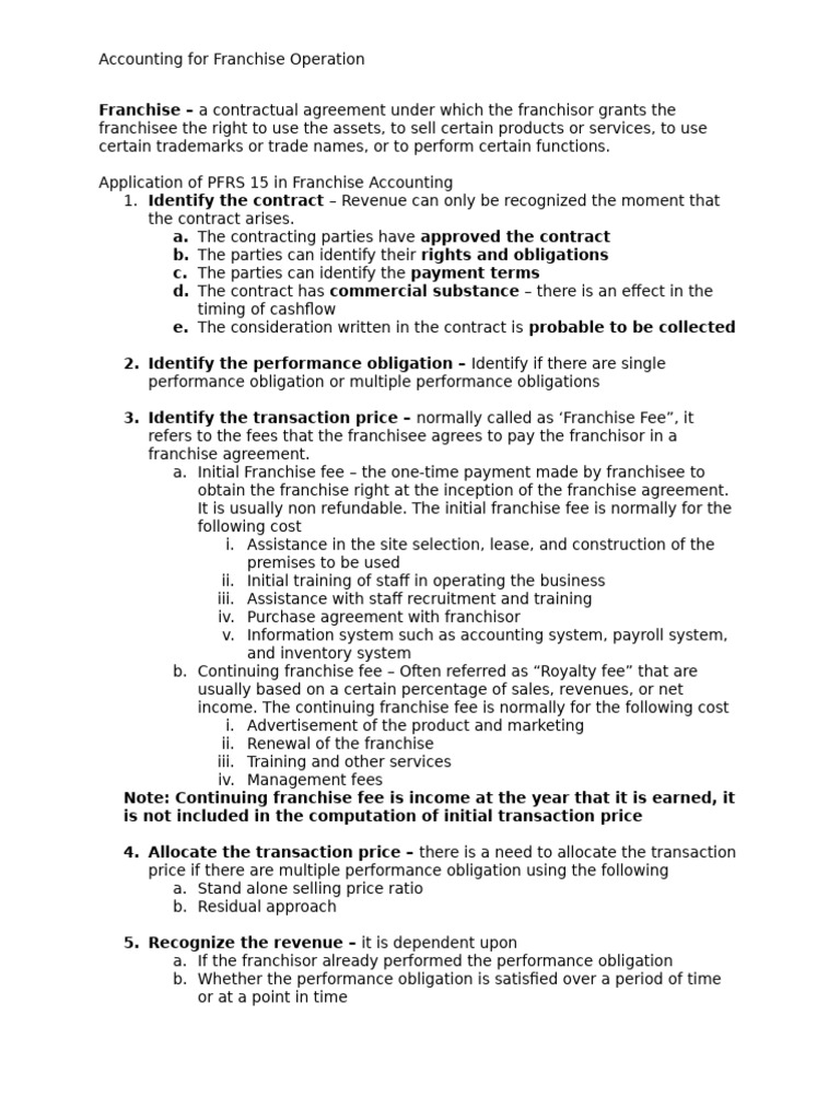 Franchise Accounting | PDF | Franchising | Business