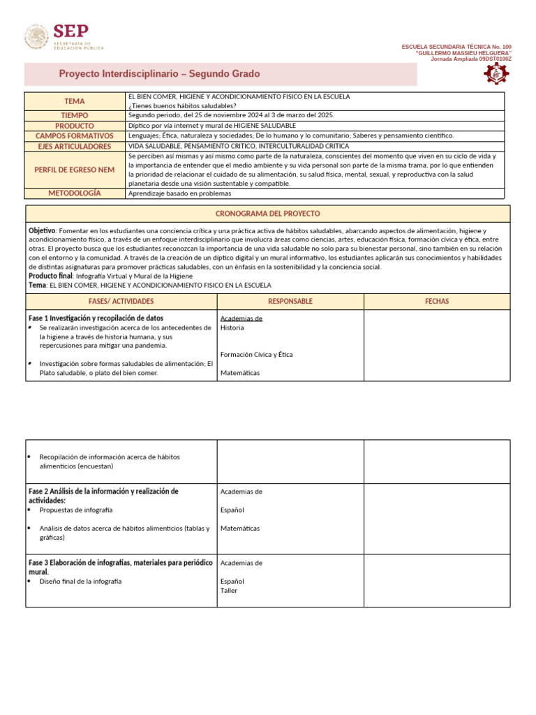 Propuesta de Formato de Proyecto Interdisciplinario BLOQUE II | PDF | Infografia | Datos