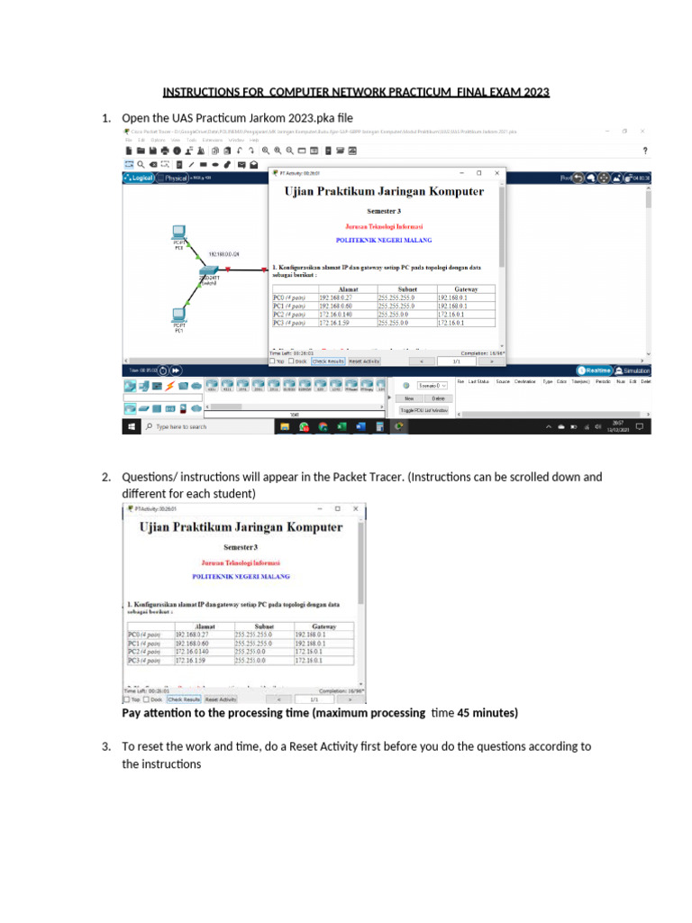 Computer Network Practicum Exam Guide | PDF