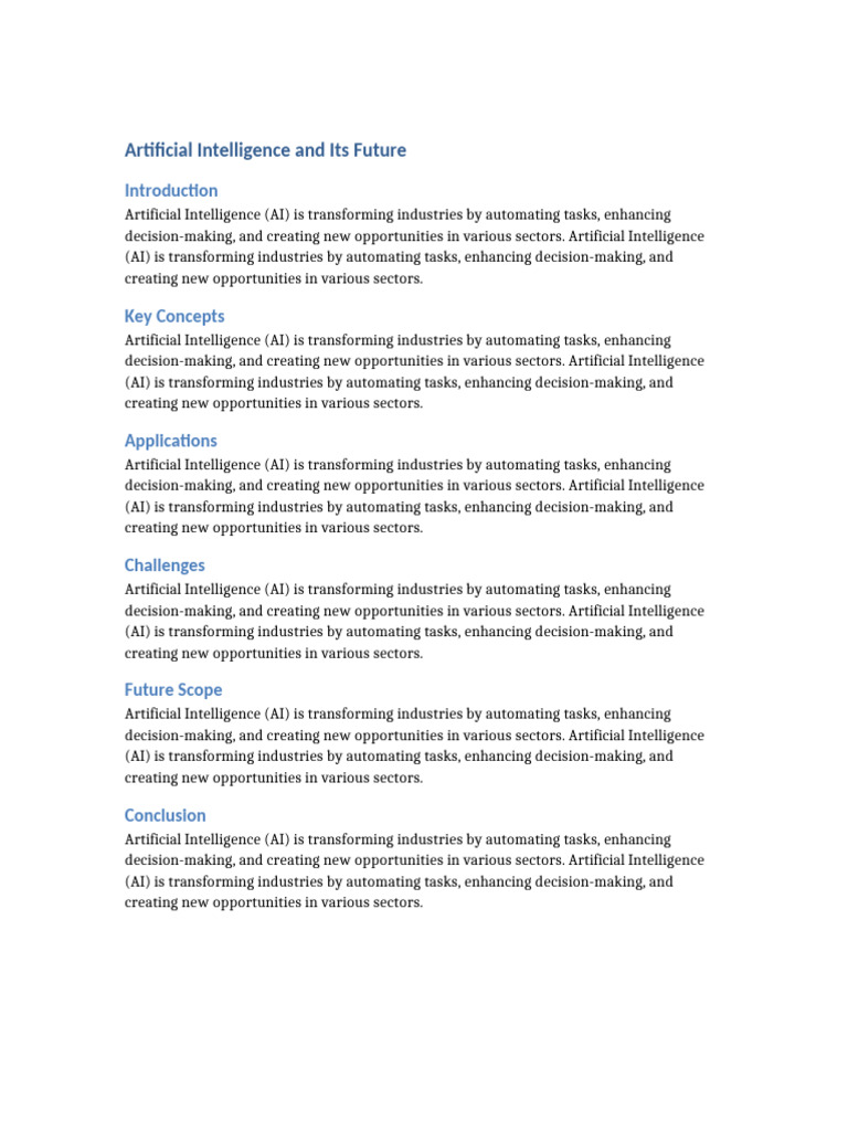 Artificial Intelligence And Its Future Pdf