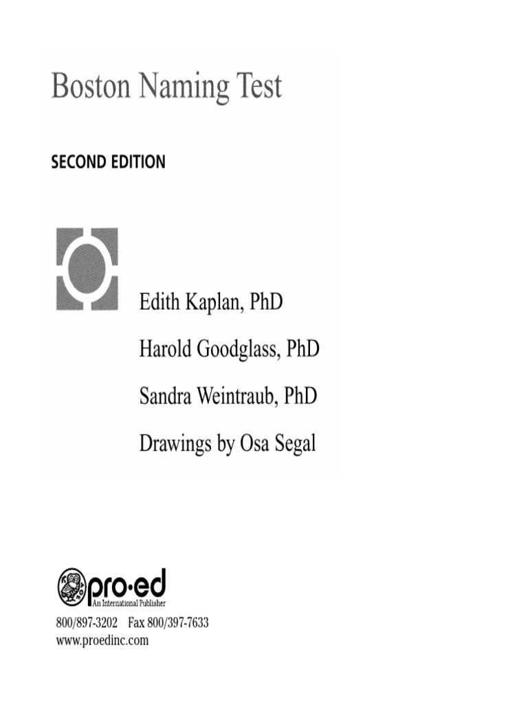 Boston Naming Test Stimuli | PDF