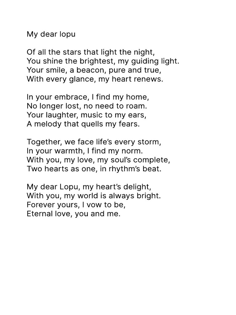 Love Poem for a Beloved Partner | PDF