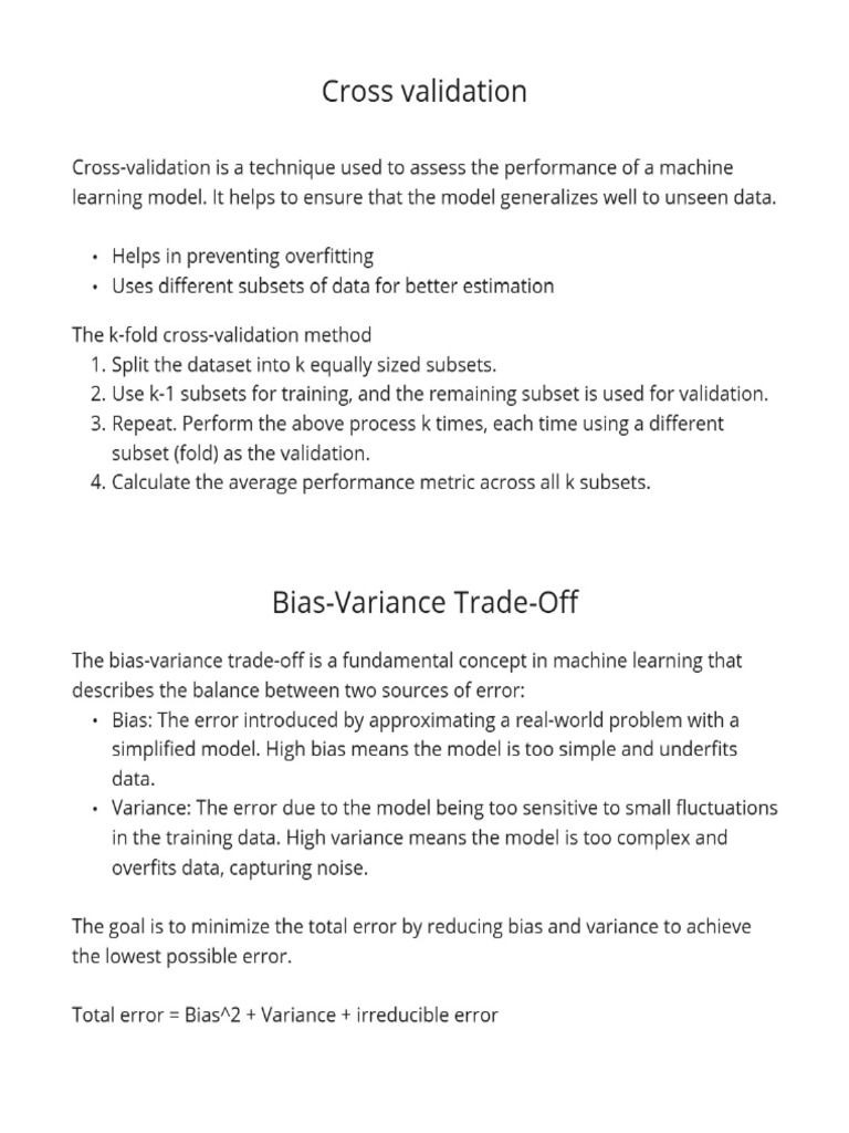 Cross Validation and Bias-Variance Trade-Off | PDF