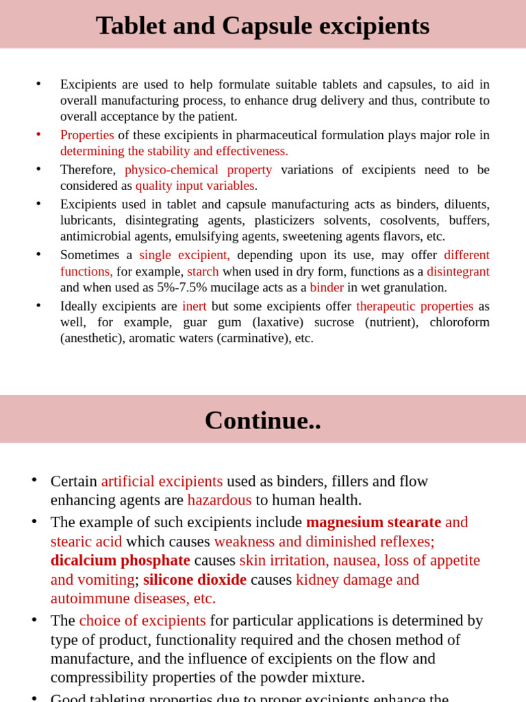 Tablet and Capsule excipients | PDF | Tablet (Pharmacy) | Sugar Substitute