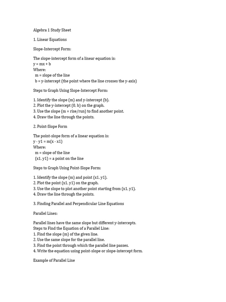 Algebra 1 Study Guide: Key Concepts | PDF | Atoms | Ion