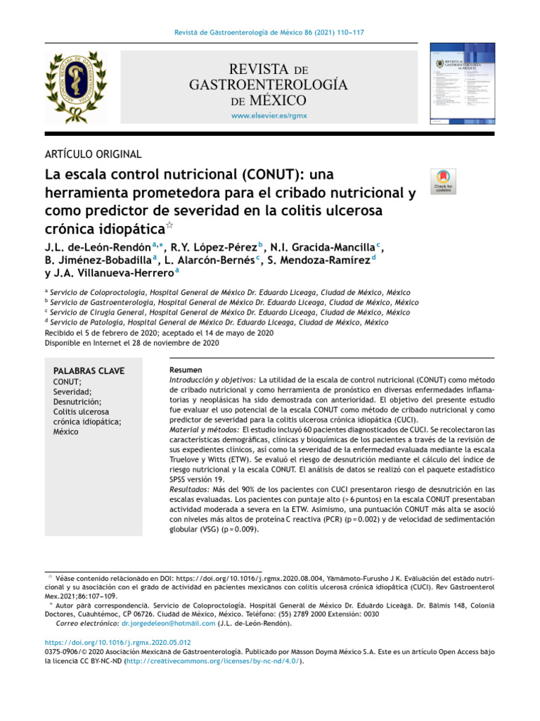 CONUT: Predictor de severidad en CUCI | PDF | Especialidades Medicas ...