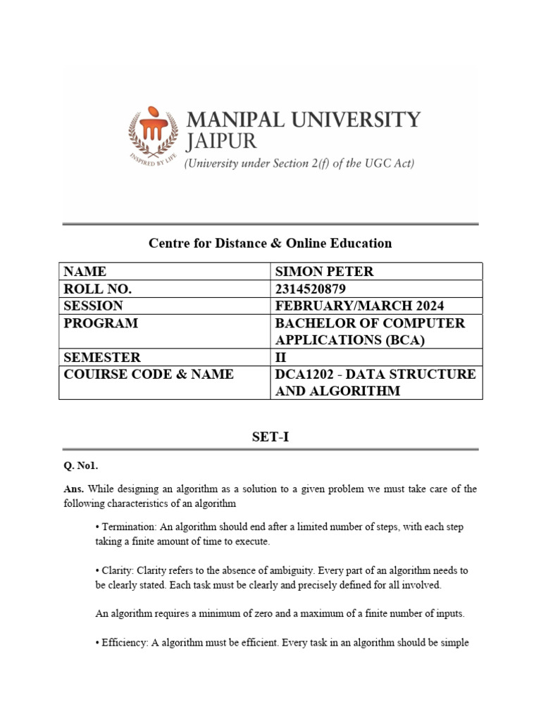 DCA 1202 DATA STRUCTURE & ALGORITHM | PDF | Queue (Abstract Data Type ...
