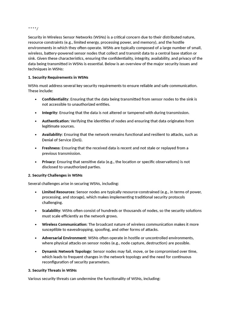 Security Challenges in Wireless Sensor Networks | PDF | Wireless Sensor ...