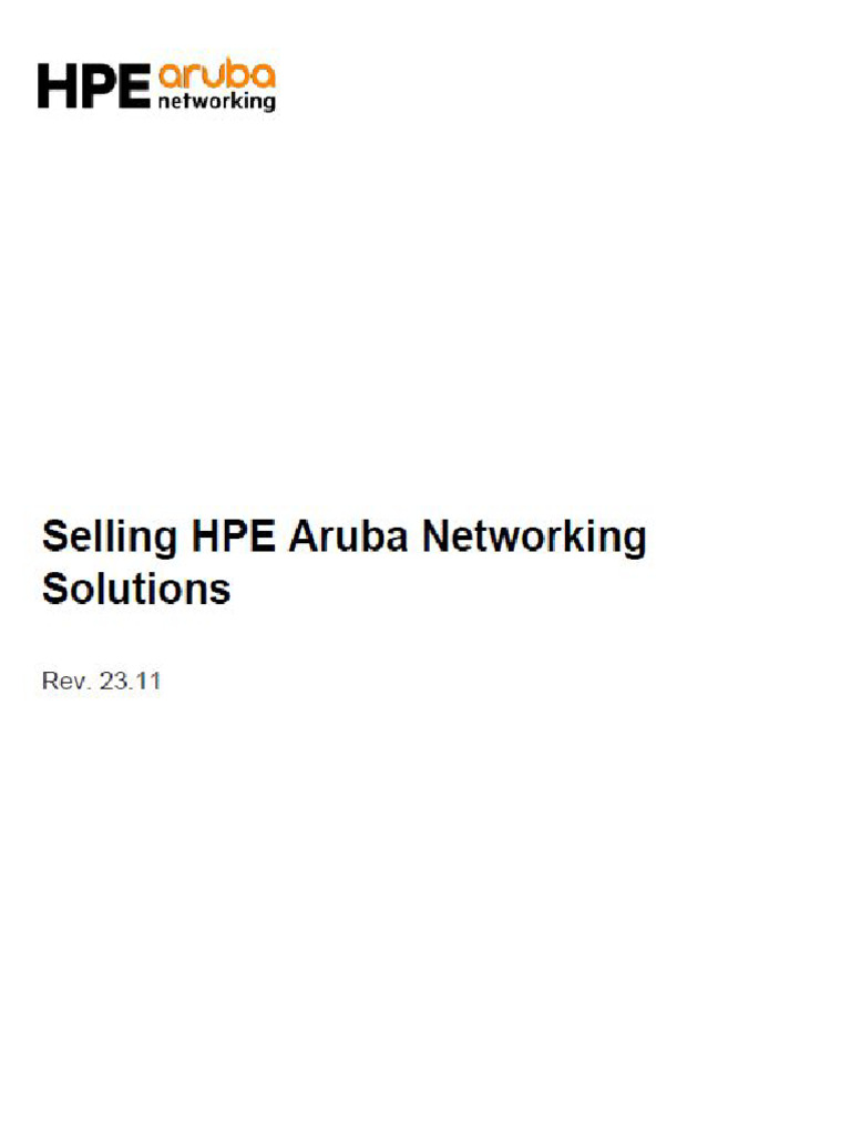 Selling HPE Aruba Networking Solutions v23.11 | PDF | Internet Of Things | Cloud Computing