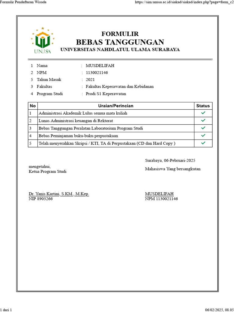 Formulir Pendaftaran Wisuda Mudelifah CPDF | PDF