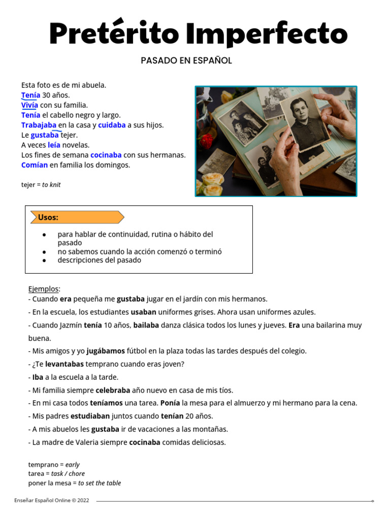 Uso del Pretérito Imperfecto en Español | PDF
