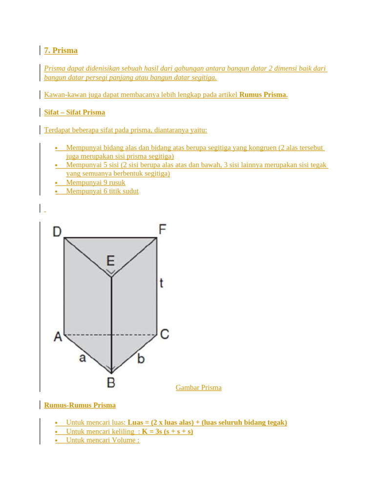 Bangun Ruang Prisma | PDF