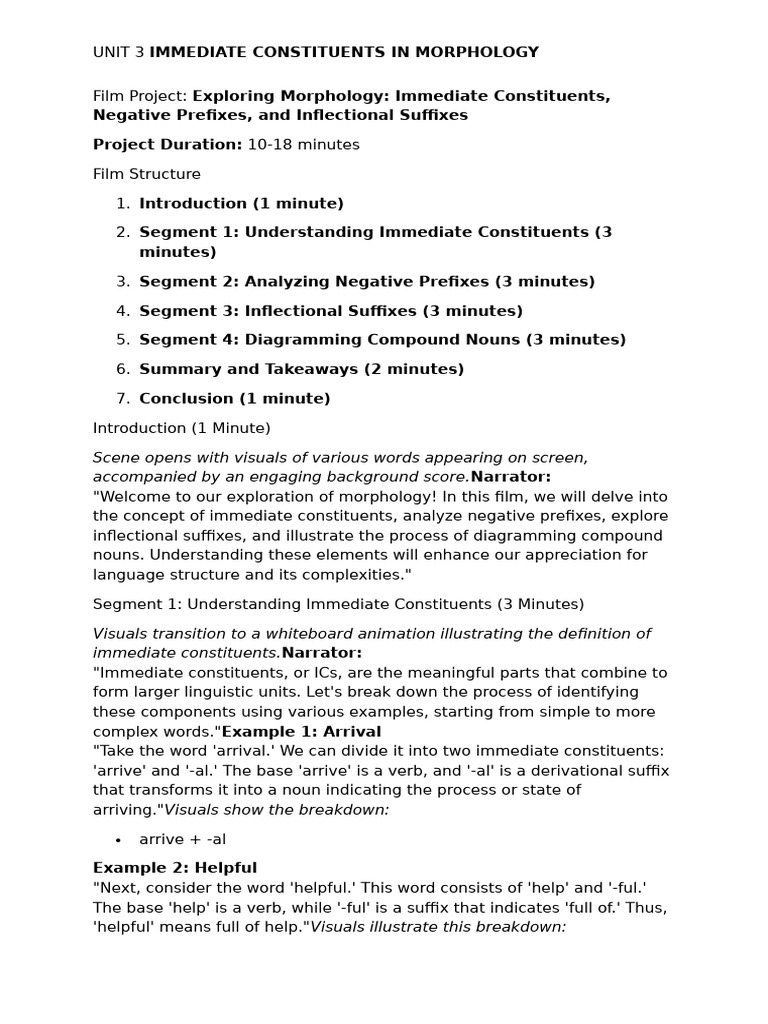 Unit 3 - Project 03 Immediate Constituents in Morphology | PDF ...