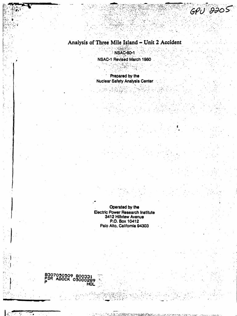 Revised March 1980 Analysis of Three Mile Island - Unit 2 Accident ...