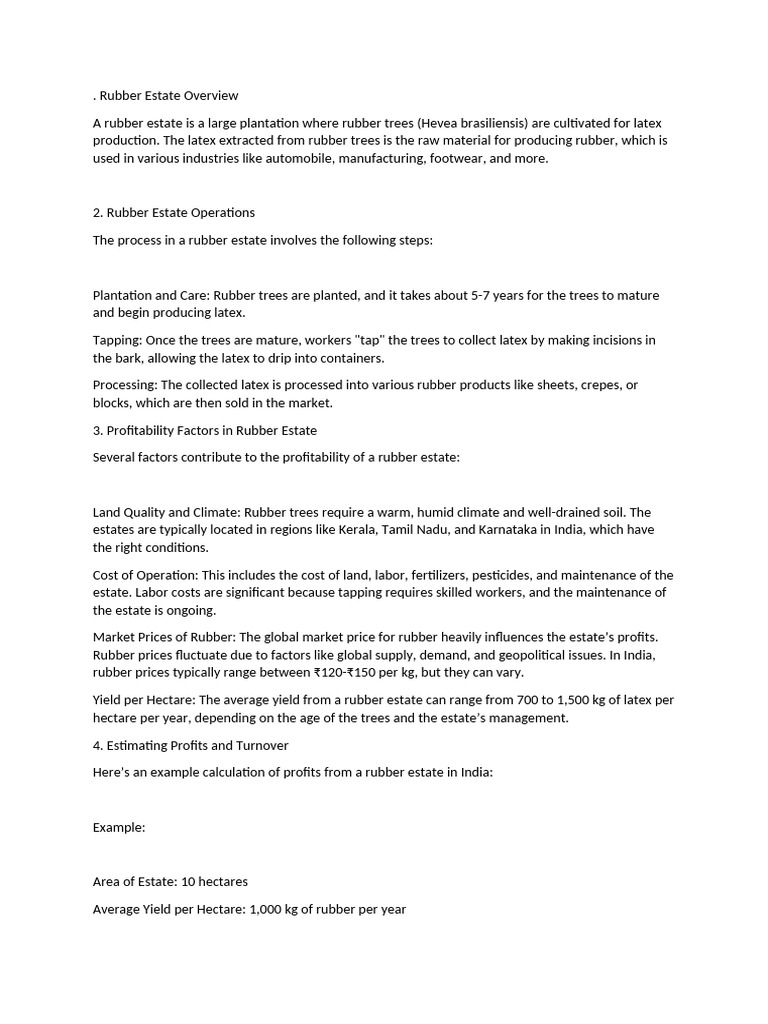 Rubber Estate Overview | PDF | Natural Rubber | Trees