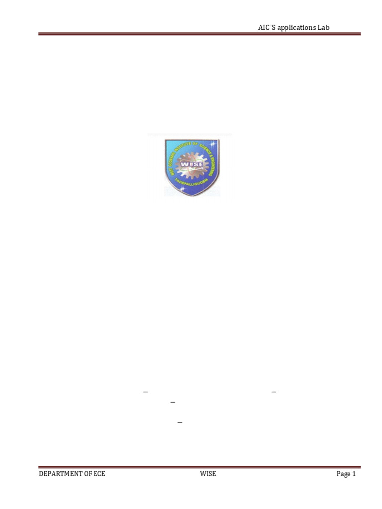 A ICs Applications LAB MANUAL | PDF | Operational Amplifier ...