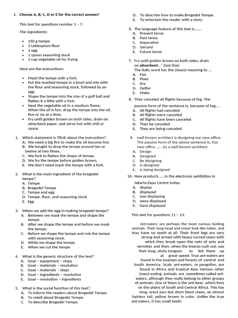 Soal Bahasa Inggris Kelas XI | PDF | Dolphin | Teaspoon