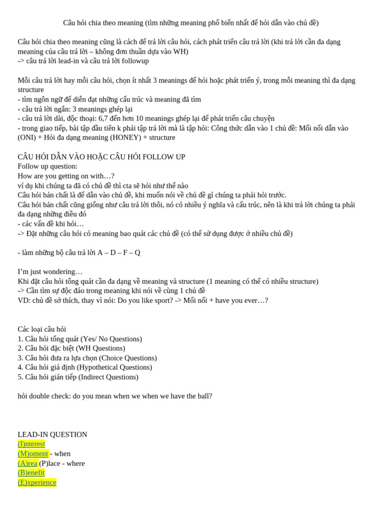 Phan Loai Cau Hoi | PDF