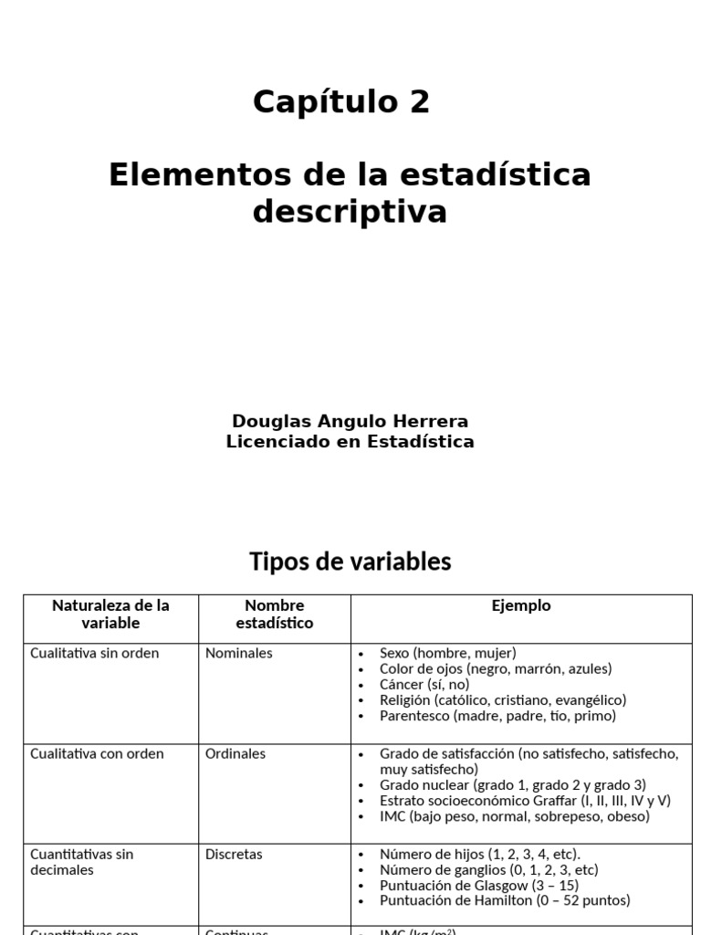Presentacion Capitulo 2 | PDF | Estadísticas descriptivas | Análisis estadístico