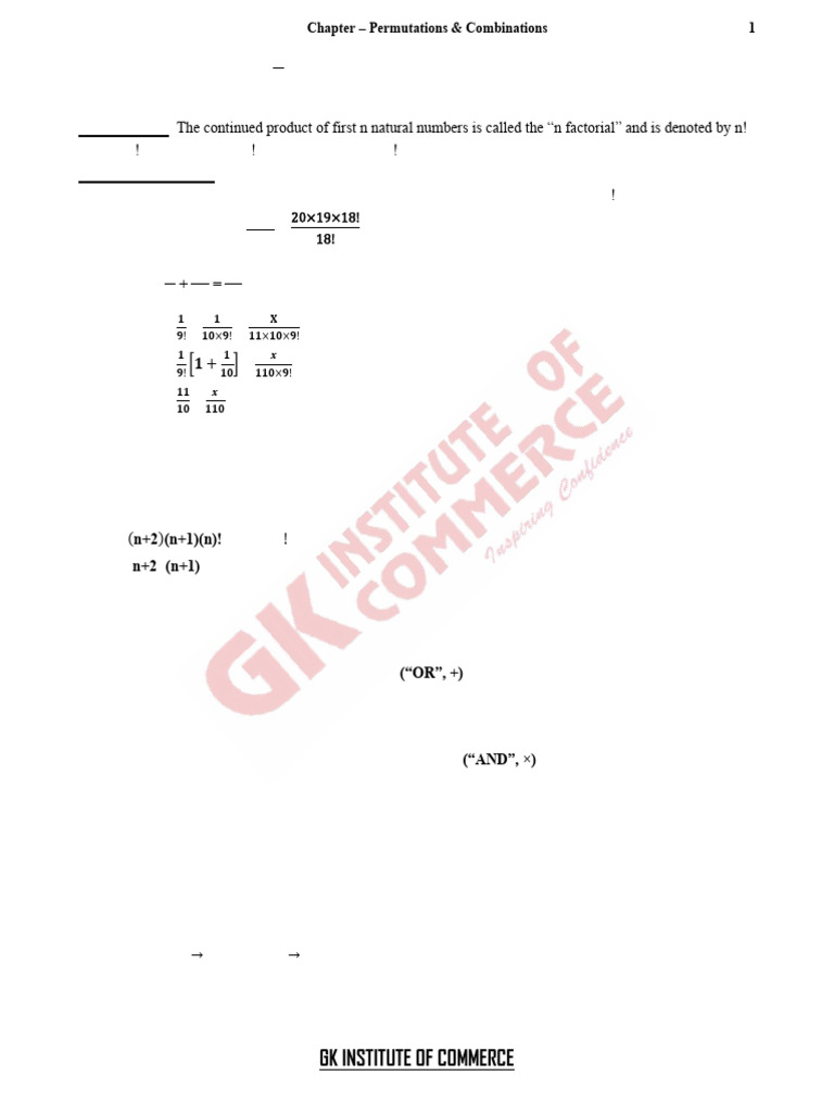 Permutations And Combinations Revision File Pdf Combinatorics 4816