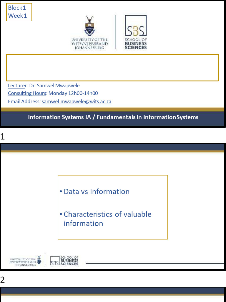 Data and Information - Slides Only | PDF | Data | Information