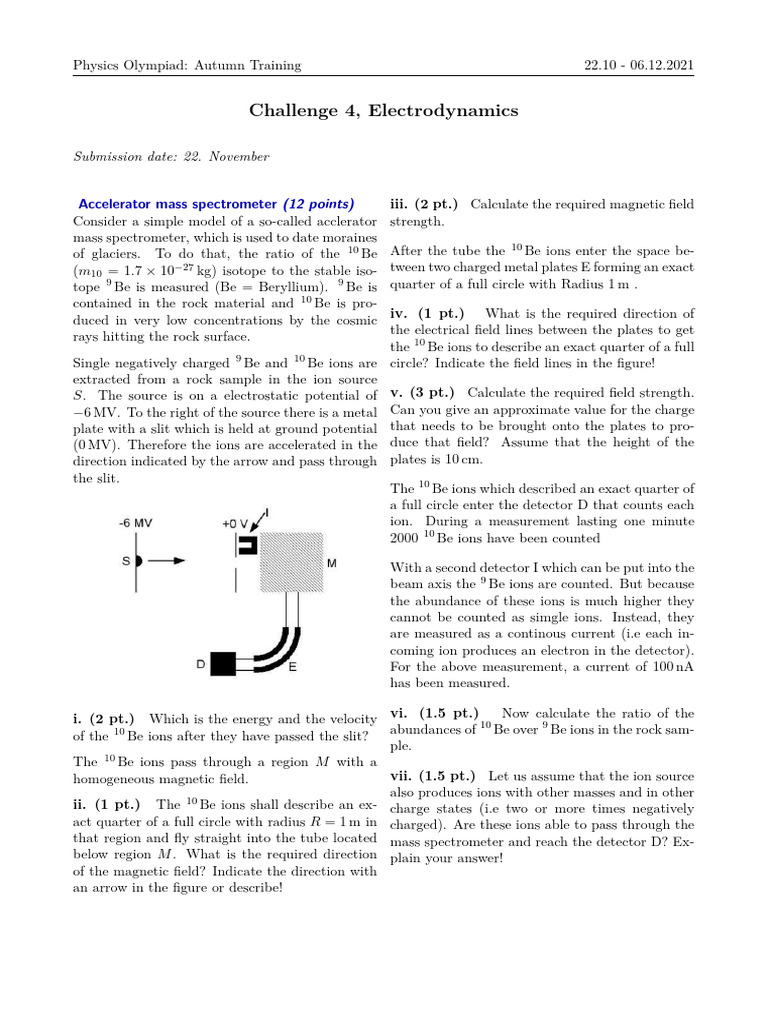 Physics Olympiad: Electrodynamics Challenge | PDF | Ion | Capacitor