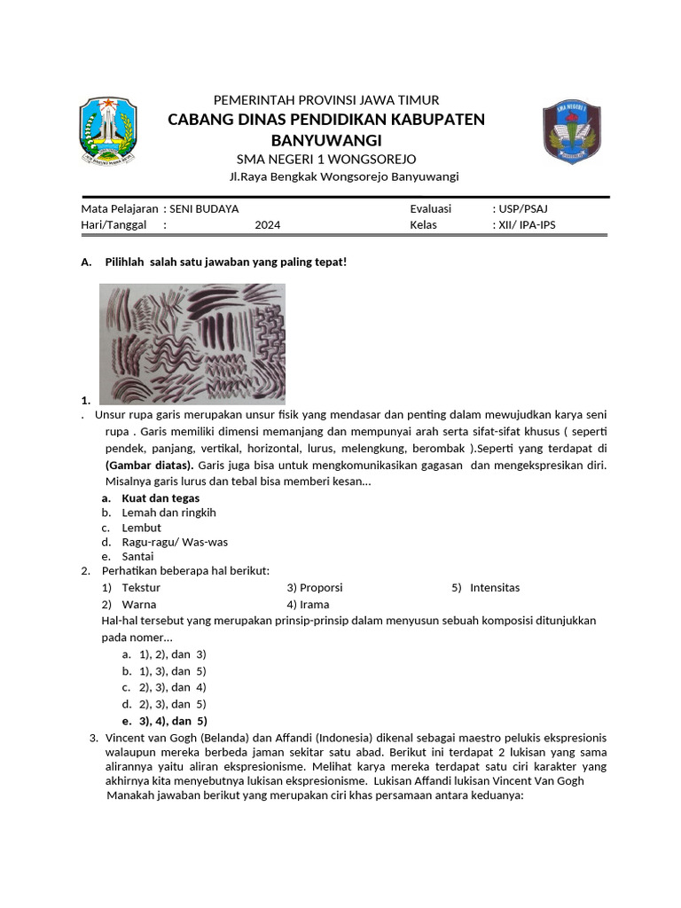 SOAL SENI RUPA PSAJ - Sri Purwanti | PDF