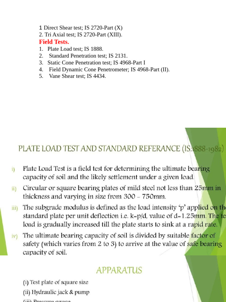Various Test For Bearing Capacity | PDF