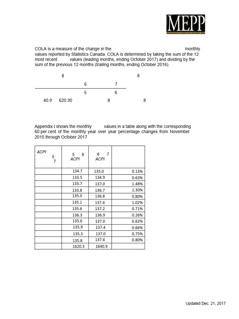 Mepp Cola Calculation Explanation | PDF