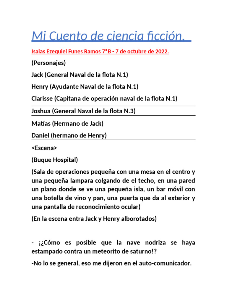 Proyecto Cuento de Ciencia Ficción | PDF