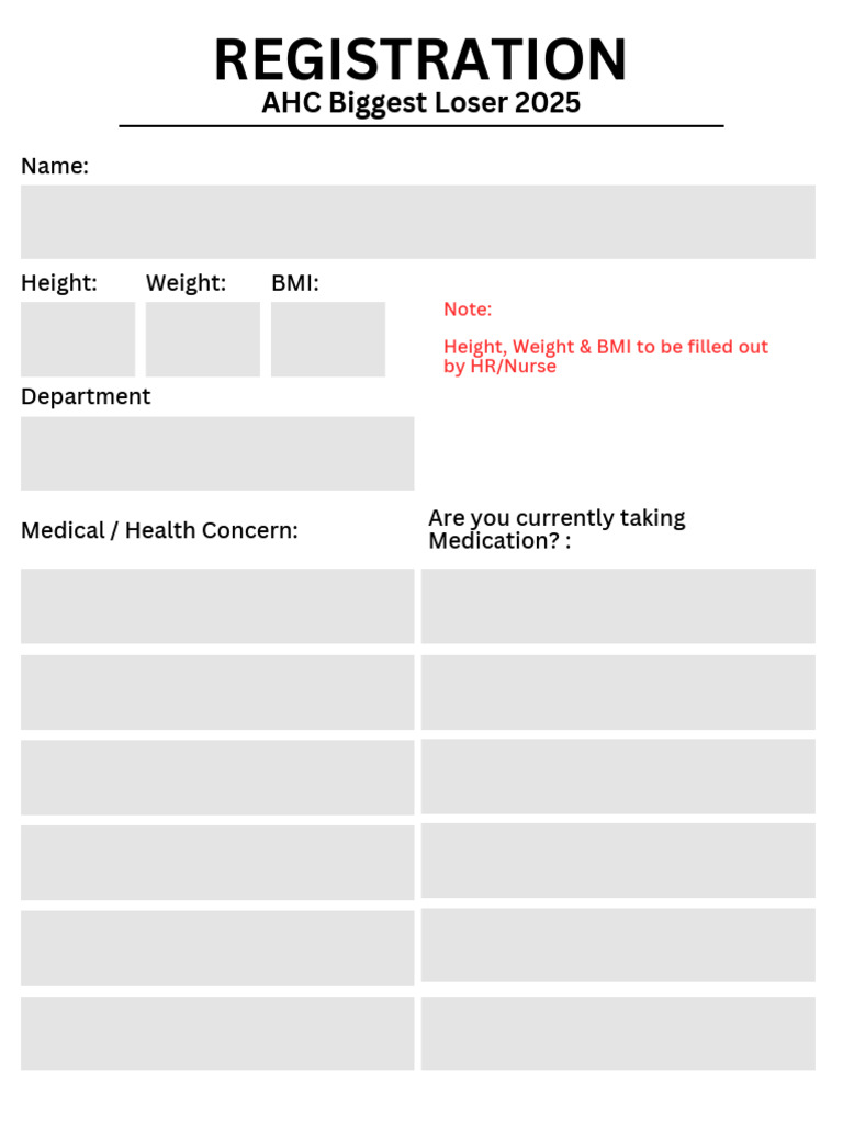 AHC Biggest Loser Registration Form | PDF