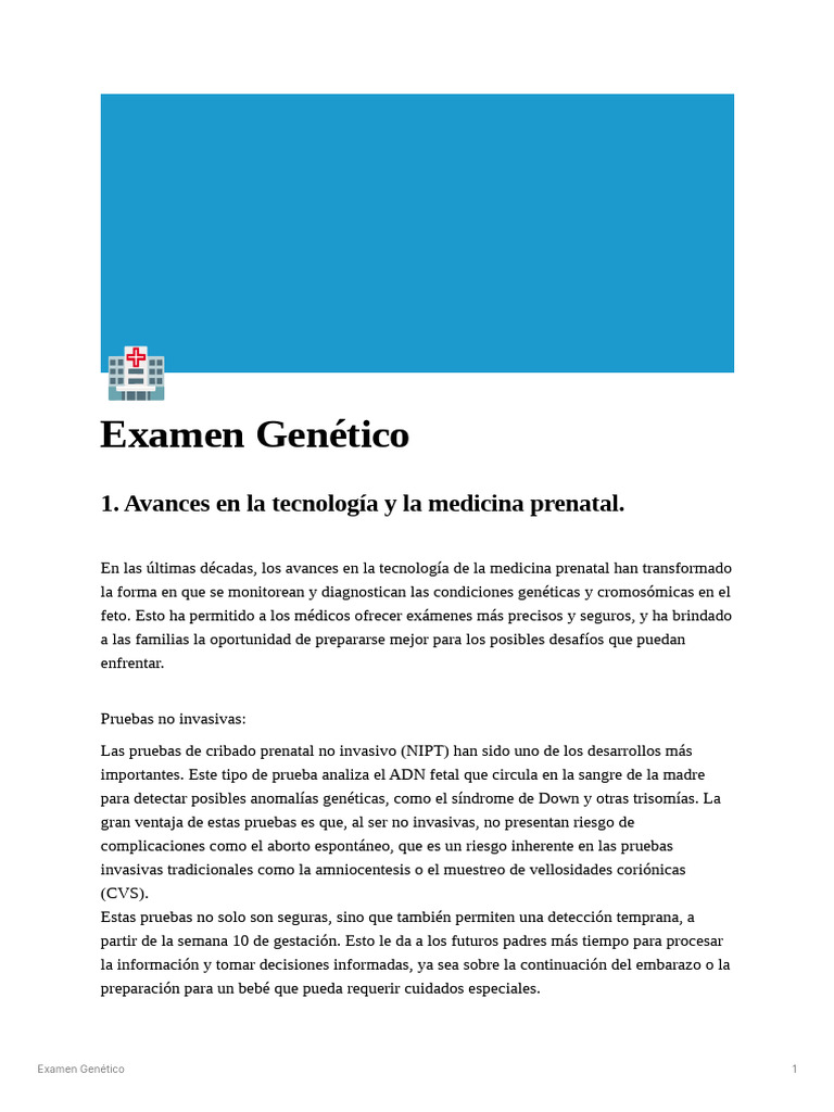 Avances y Ética en Exámenes Genéticos Prenatales | PDF | Prueba ...
