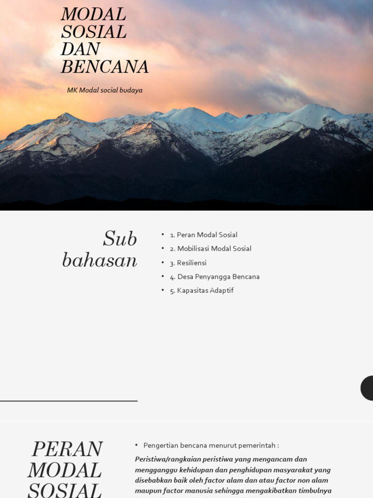 Modal Sosial Dan Bencana | PDF