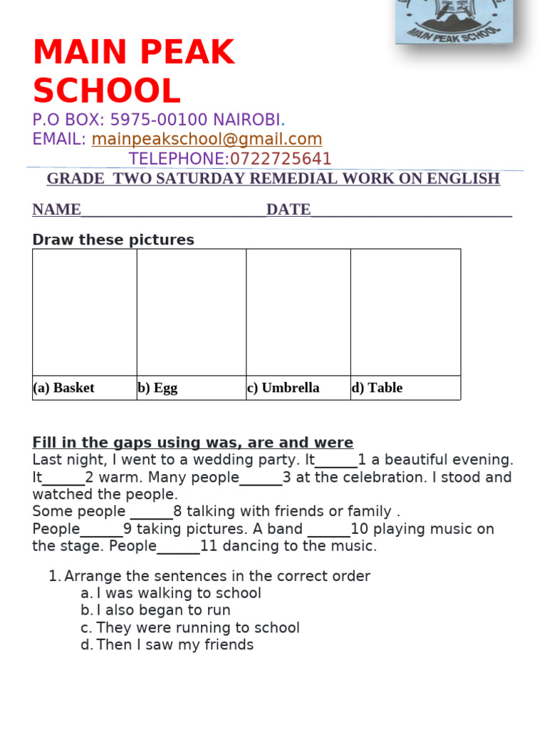 Grade Two English Revision Work | PDF | Chicken | Grandparent