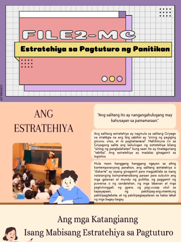 Mga Estratehiya Sa Pagtuturo NG Panitikan Sa Elementarya | PDF
