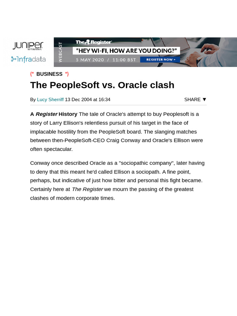 The PeopleSoft vs. Oracle Case Study 1 5 2 | PDF | Oracle Corporation ...
