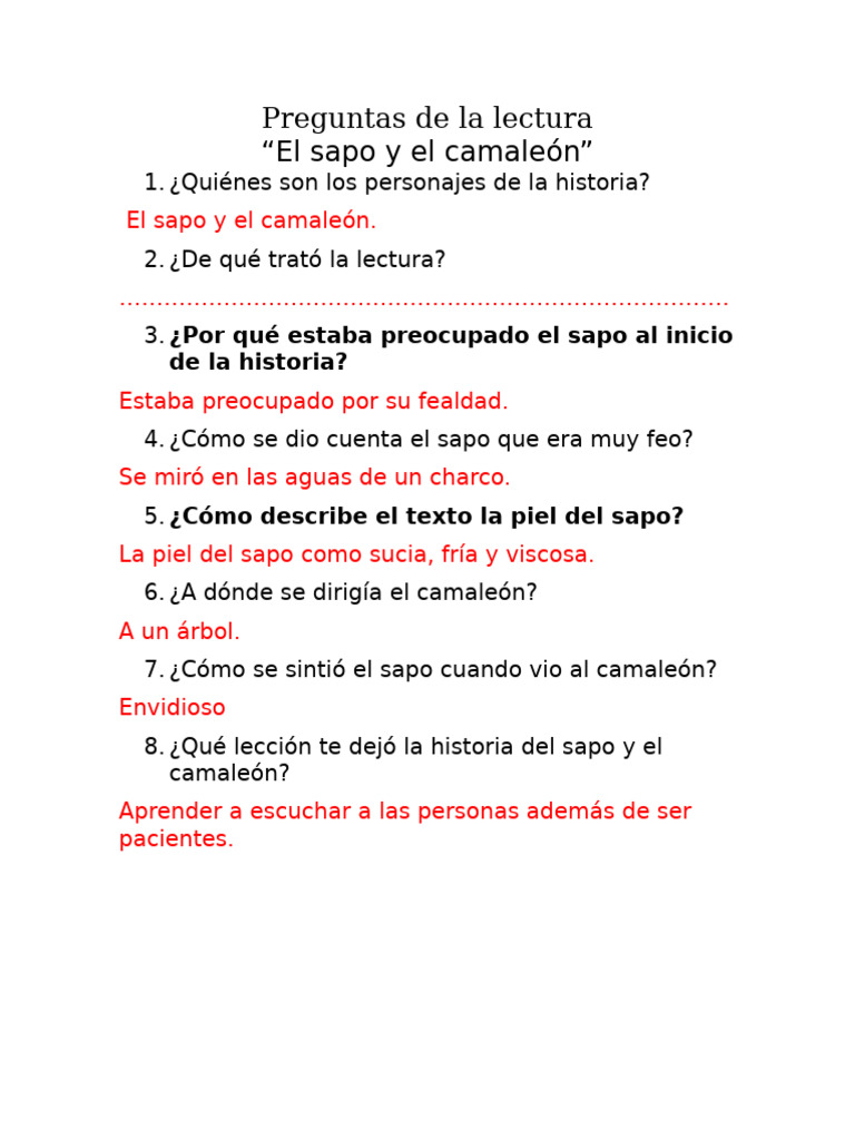 Preguntas de La Lectura | PDF