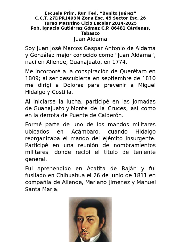 Juan Aldama Biografía | PDF