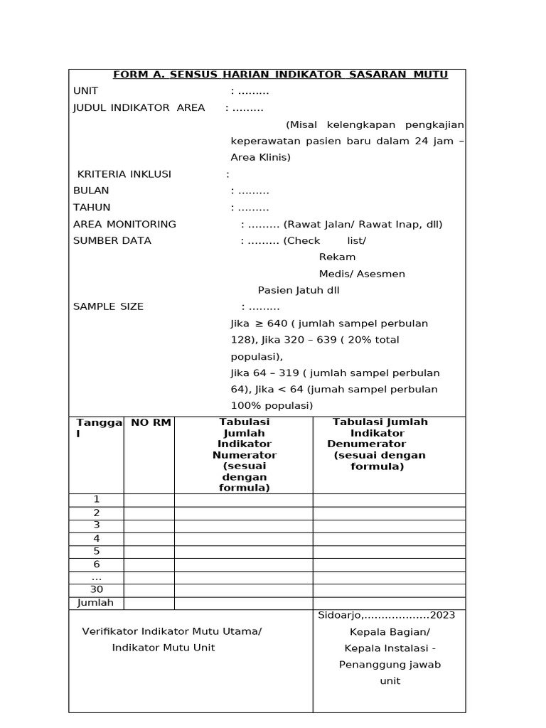 Formulir Mutu Atau Laporan Mutu NW | PDF