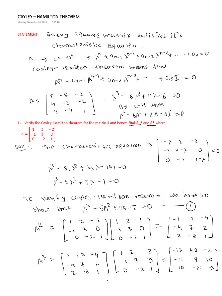 3.cayley - Hamilton Theorem | PDF