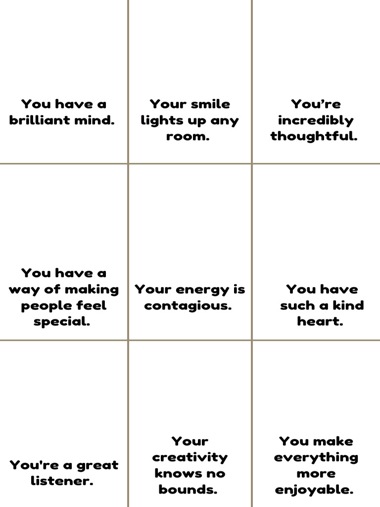 Compliments Cards | PDF | Psychology