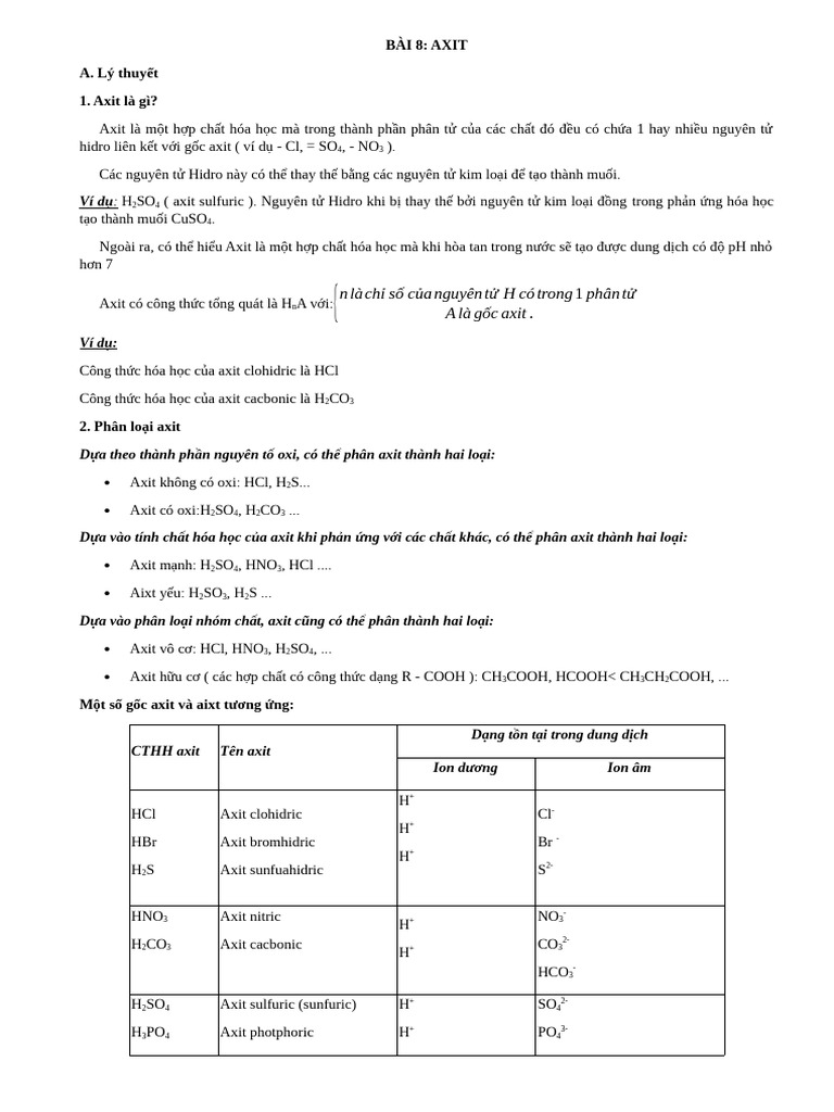 BÀI 8 - Axit | PDF