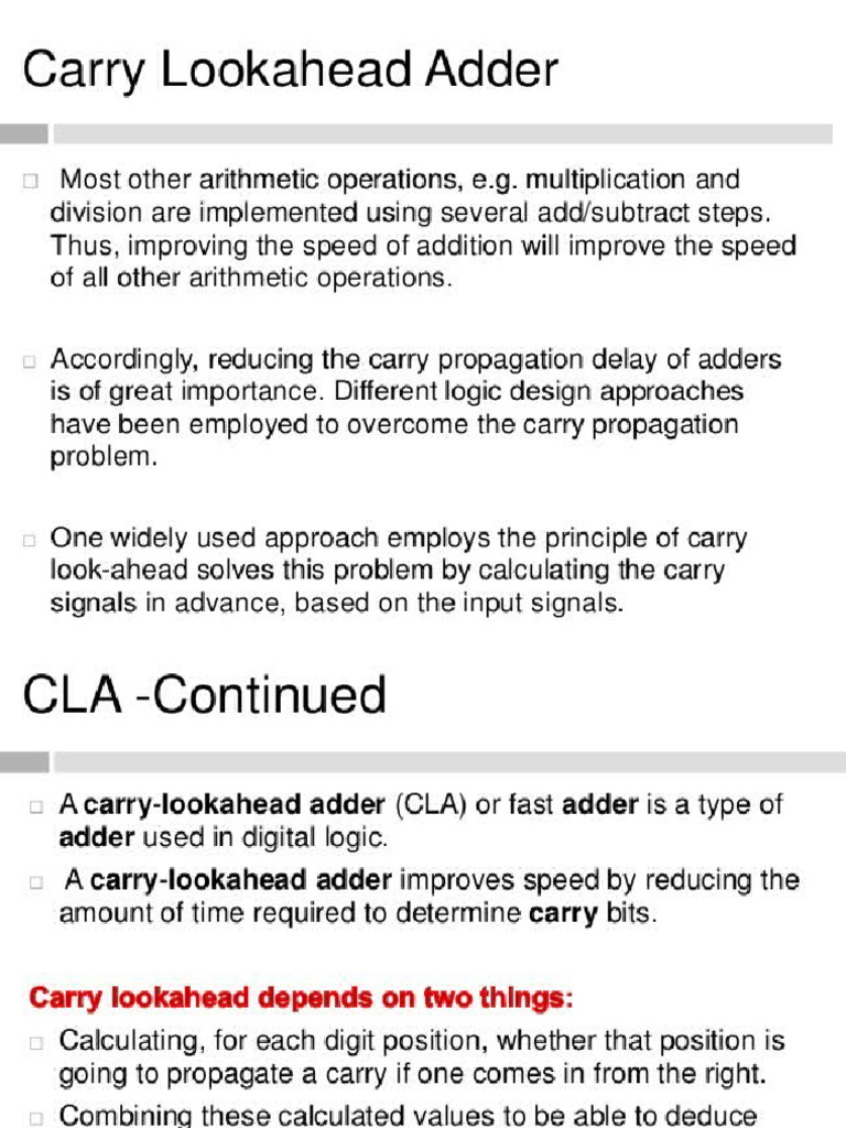 Look Ahead Carry Adder | PDF