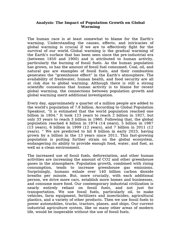 Population Growth's Role in Global Warming | PDF | Climate Change ...
